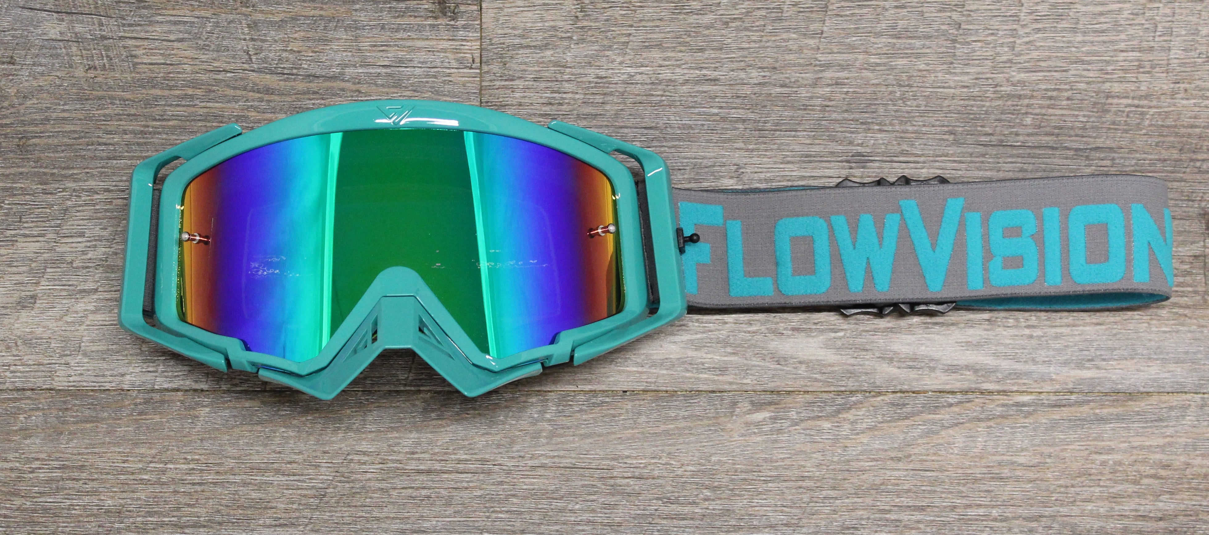 Flow Vision Rythem™ Motocross Goggle: Grey/Teal – Money Inc Motorsports